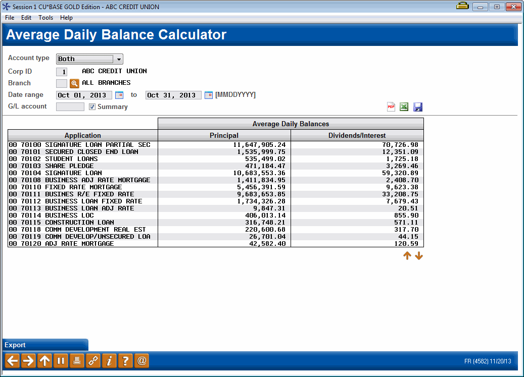 G L Average Daily Balance Calculator
