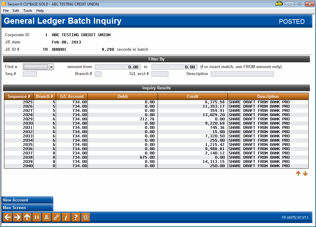 General Ledger Batch Inquiry (Batch Detail)