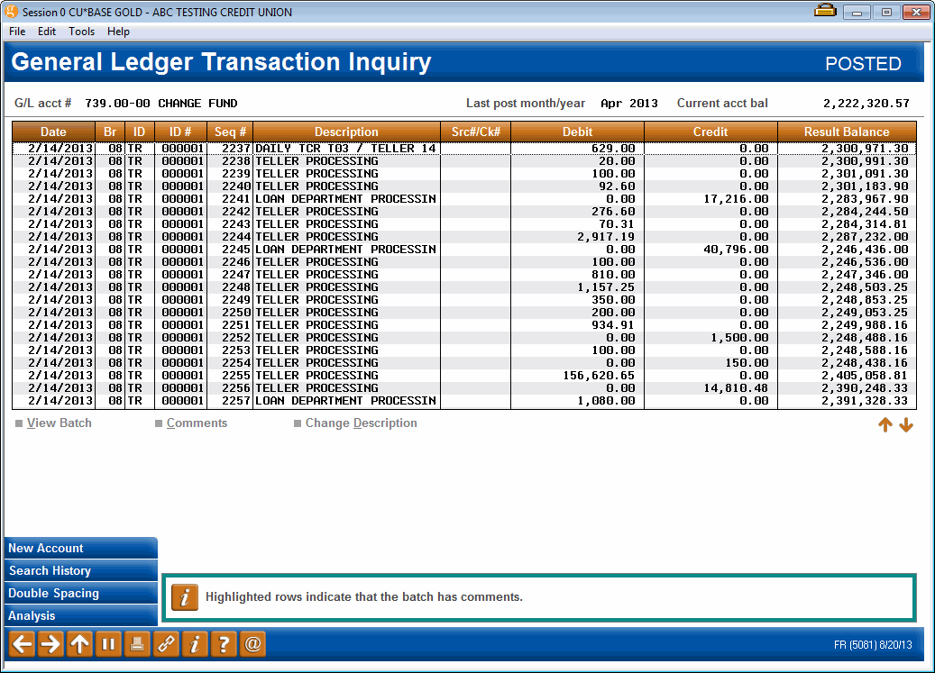 General Ledger Transaction Inquiry (Entry Screen)